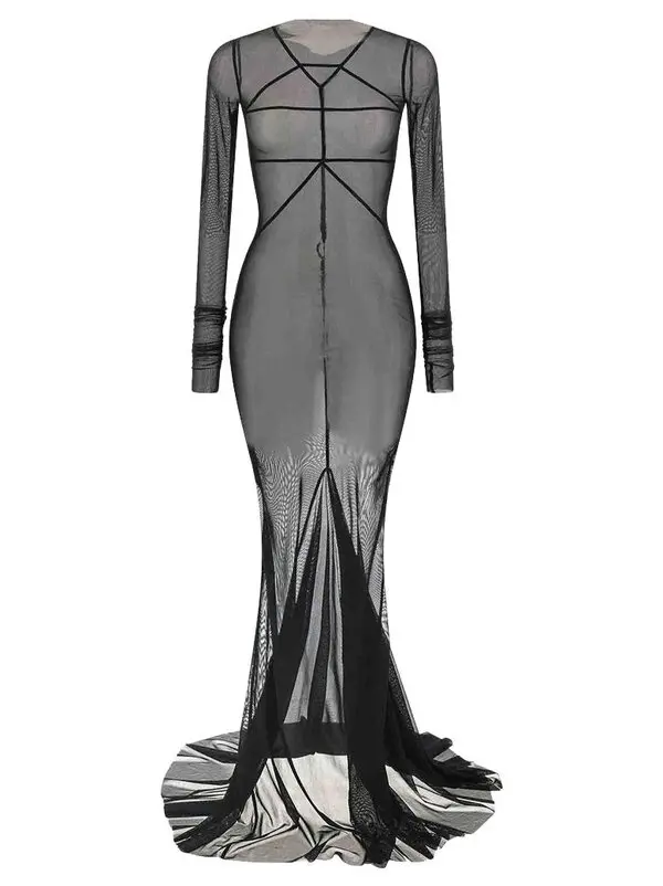 Rick Owens Sheer Temple Gown Dna - Black