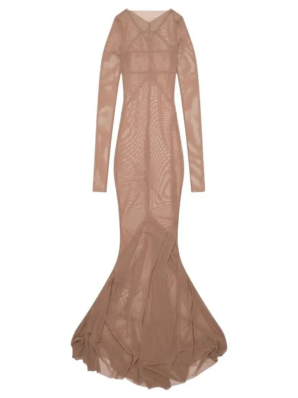 Rick Owens Sheer Temple Gown Dna - Nude
