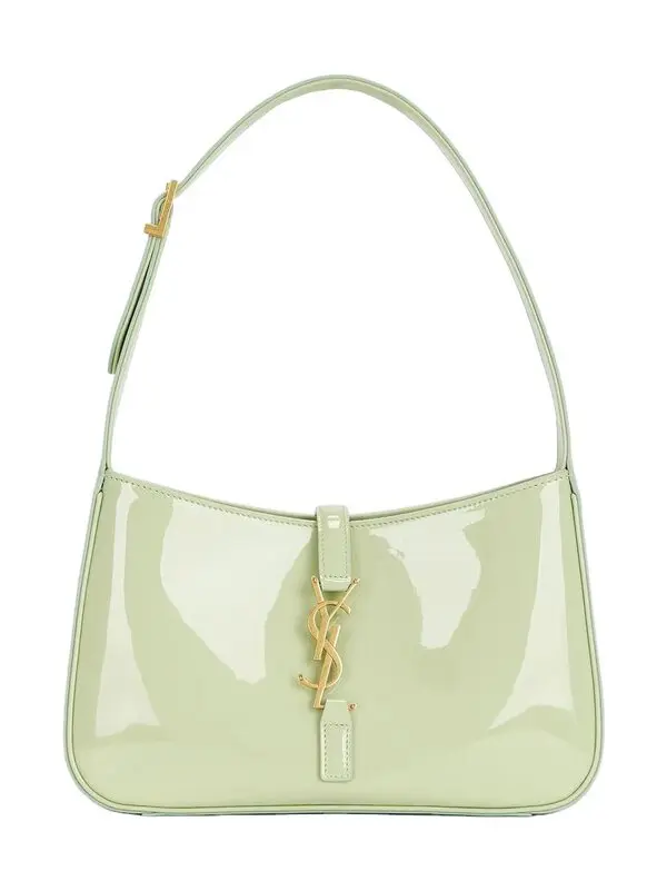 Saint Laurent Le 5 Ã 7 Patent Leather Bag Misty Jade - Green