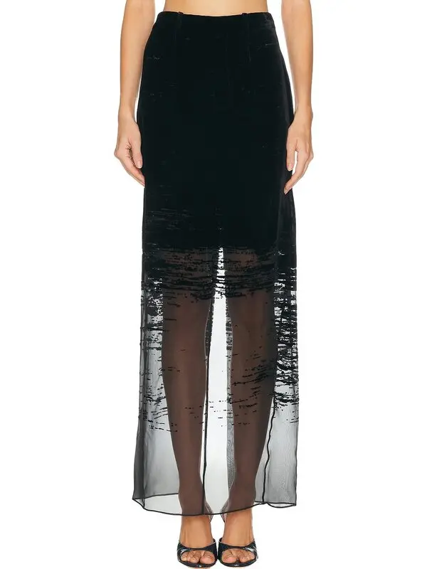 GRACE LING Glitch Tailored Maxi Skirt - Black