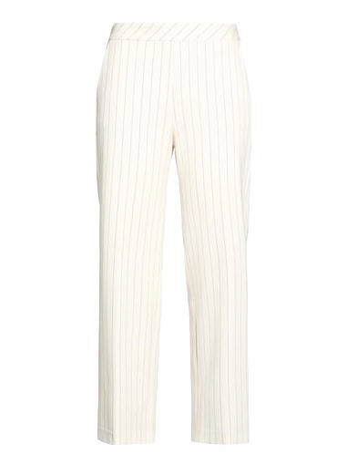 MARIA BELLENTANI Viscose Blend Striped Wide-leg Trousers - White