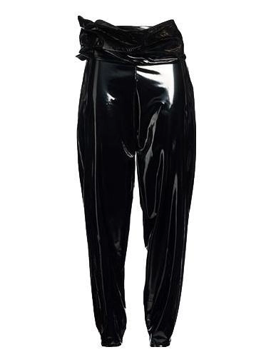 Emporio Armani High Waisted Patent Effect Tapered Pants - Black