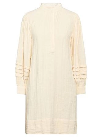 Antik Batik Cotton Mini Dress With Appliqué And Mandarin Collar - Beige
