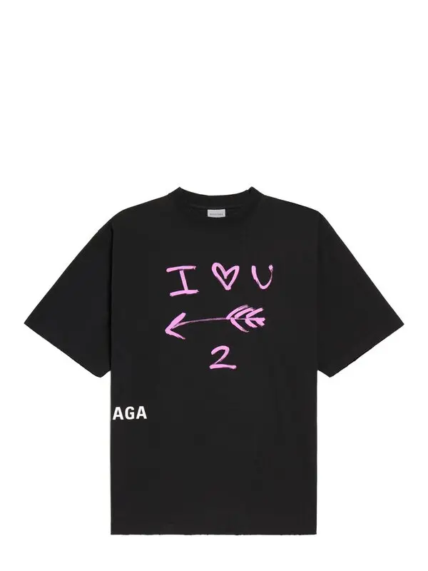 Balenciaga Graphic Printed T-shirt - Black