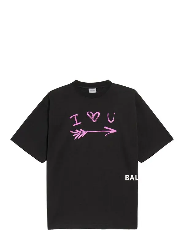 Balenciaga Graphic Printed T-shirt - Black
