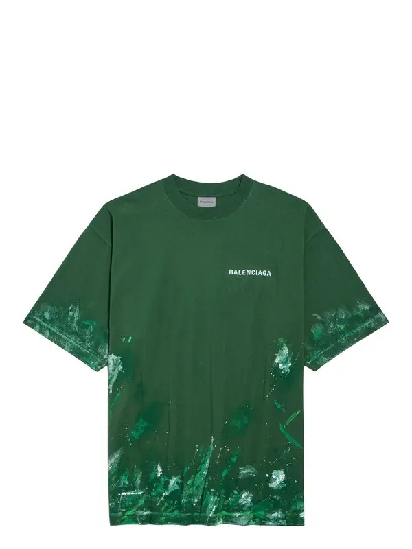 Balenciaga Paint Splatter Medium Fit T-shirt - Green