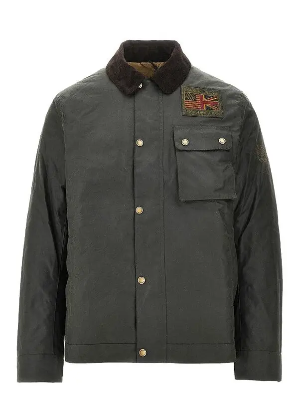 BARBOUR INTERNATIONAL Waxed Cotton Jacket With Embroidered Logo - Green