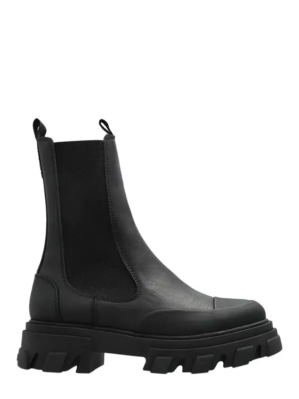 GANNI Boots Thick Sole "cleated Mid Stitch Chelsea Boot - Black