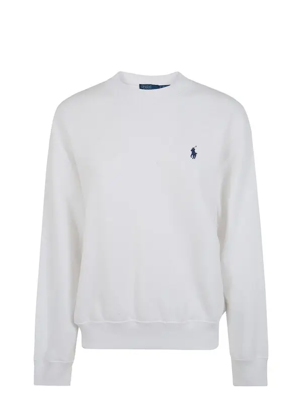 Polo Ralph Lauren Fleece Sweatshirt With Embroidered Horse Motif - White