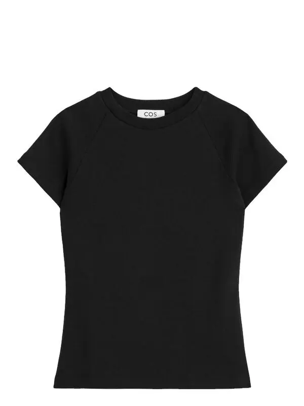 Cos Slim Cotton Raglan T-shirt - Black