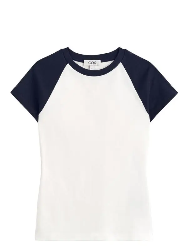 Cos Slim Cotton Raglan T-shirt - Navy