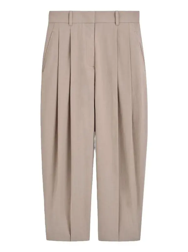 Cos Tailored Cotton Barrel-leg Pants - Beige