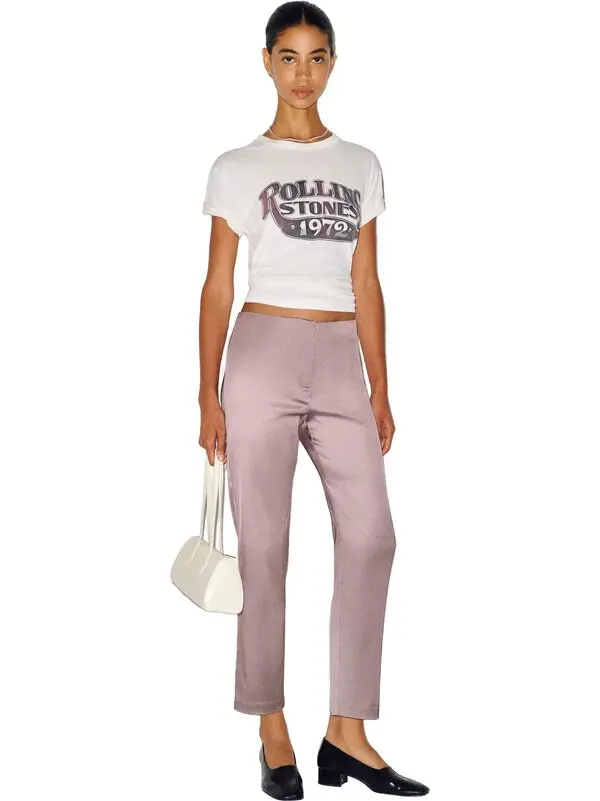 REFORMATION Hadley Mid Rise Satin Pant - Grey