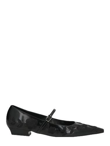 RAS Leather Mary Jane Flats With Floral Embroidery - Black