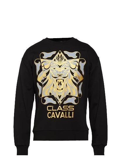 Roberto Cavalli Class Cotton Sweatshirt With Graphic Print - Black