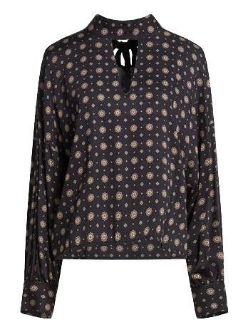 KAOS Midnight Viscose Bow Blouse - Blue