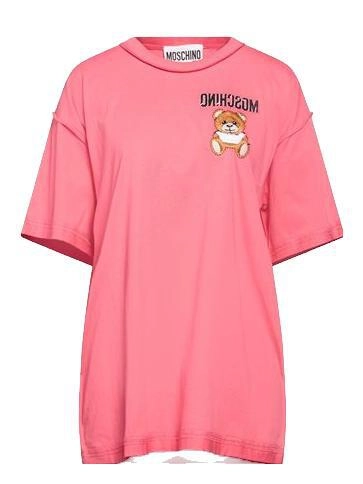 Moschino T-shirt In Cotton With Embroidered Logo - Coral