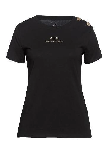 Armani Exchange Cotton T-shirt With Button Embellishment - Black