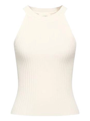 VICOLO Ribbed Knit Sleeveless Top - Ivory