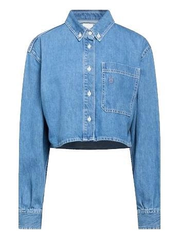 Sandro Denim Shirt With Embroidered Logo - Blue