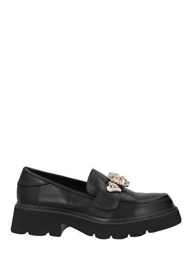 BRACCIALINI Calfskin Loafers With Embellishments - Black