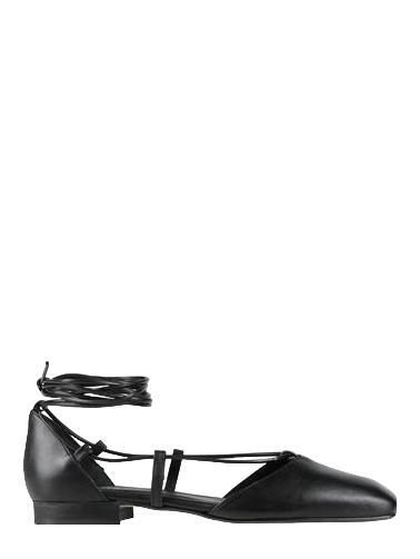 ALOHAS Leather Ballet Flats With Tie Fastening - Black