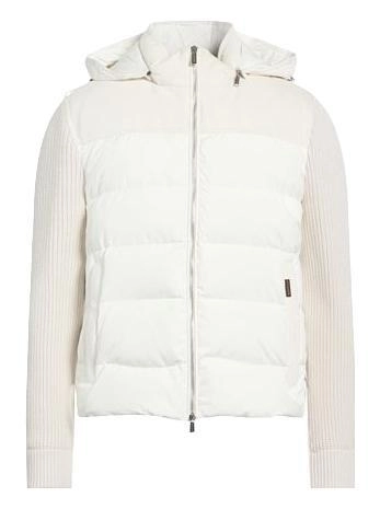 MOORER Down Jacket With Ribbed Knit Sleeves - White