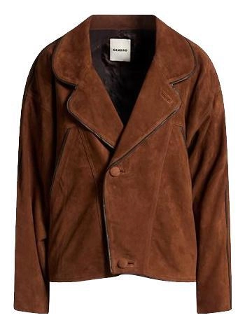 Sandro Suede Leather Trimmed Jacket - Brown