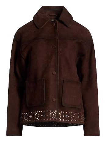 Sandro Jacket Chocolate Size Lambskin - Brown