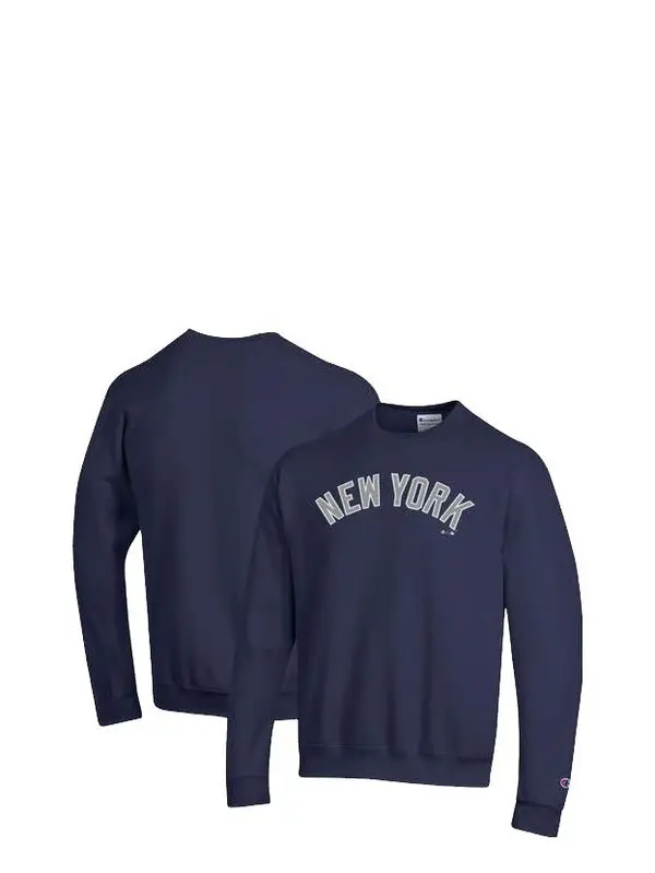 Champion New York Yankees Powerblend Wordmark Sweatshirt - Navy