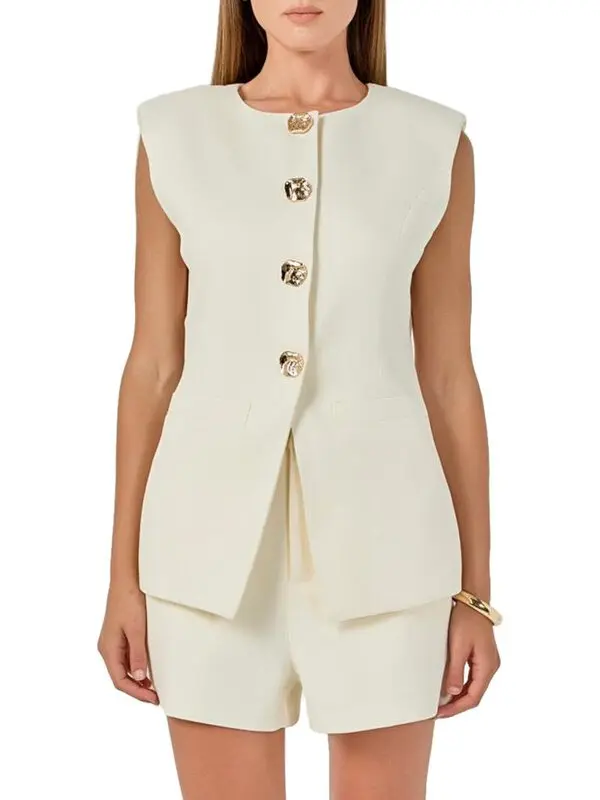 Endless Rose Power Shoulder Vest - Ivory