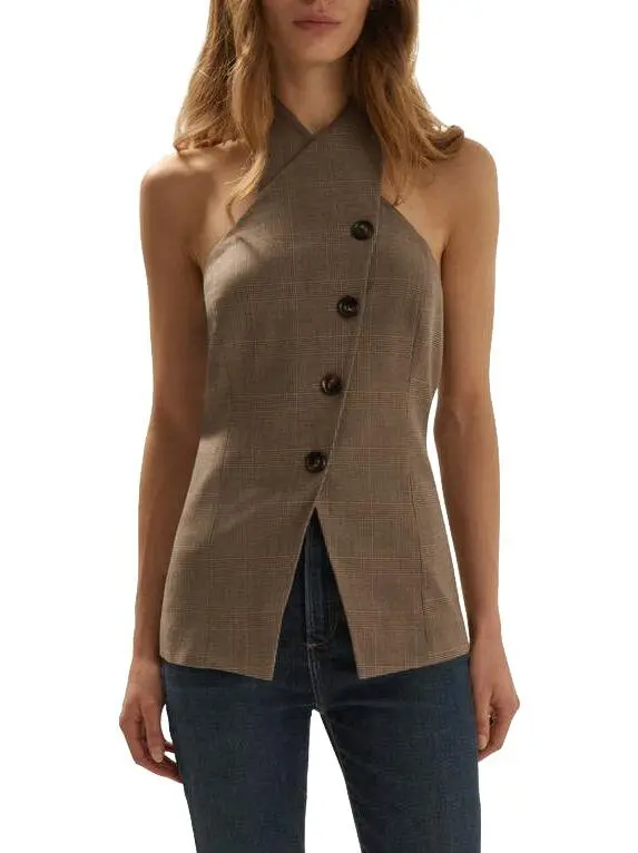 FAVORITE DAUGHTER The Crossover Halter Vest - Java Plaid