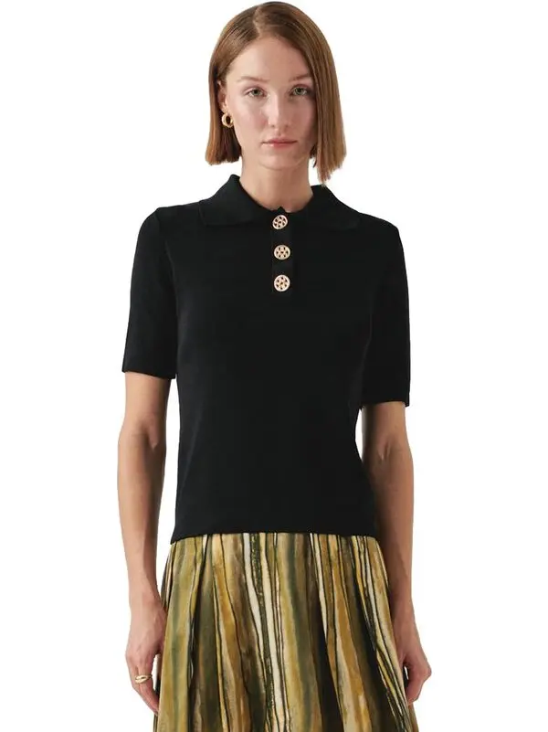 EXQUISE Jaylah Short Sleeve Blouse - Black
