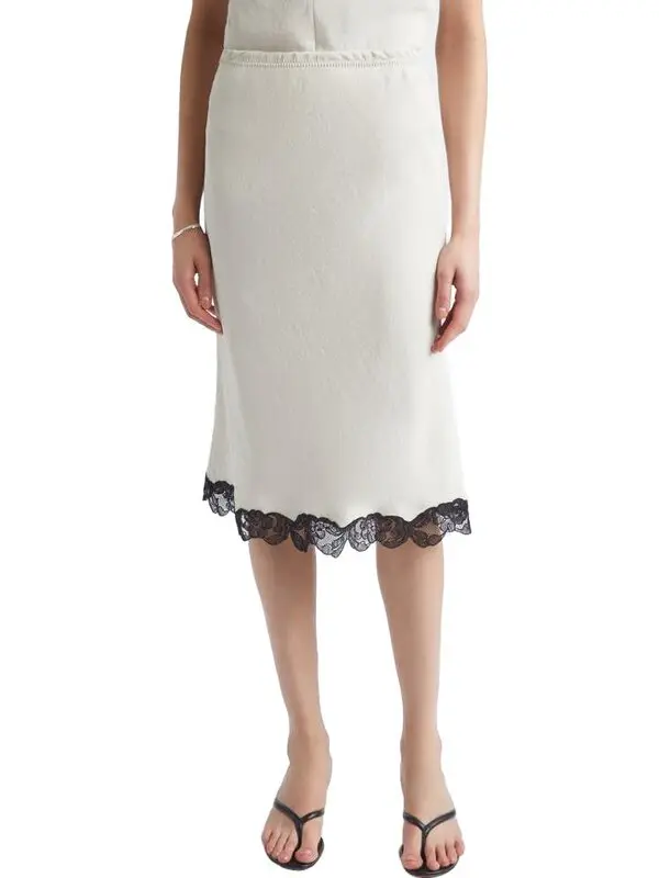 Maria Mcmanus Bias Lace Midi Skirt - Champagne