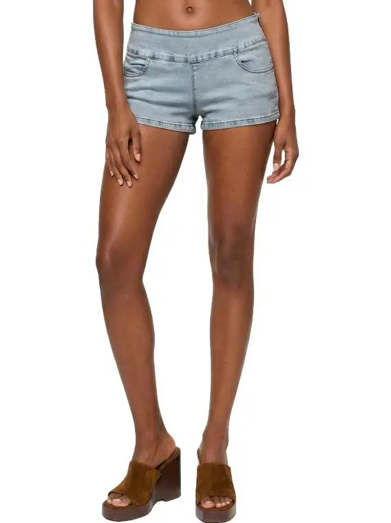 EDIKTED Zaida Stretch Denim Micro Shorts - Light-blue