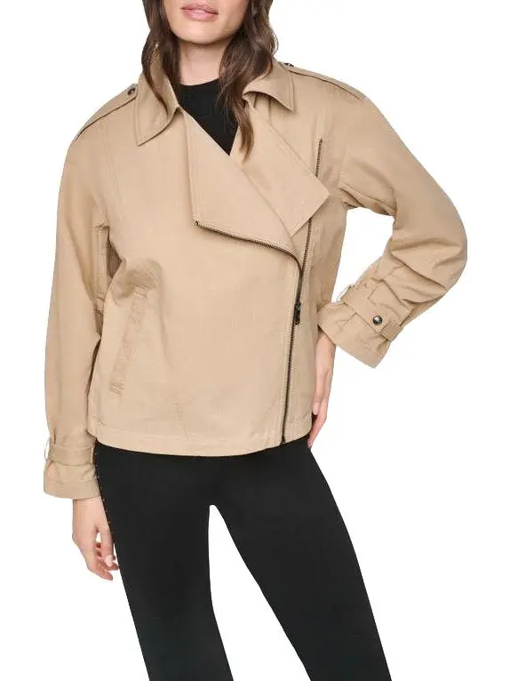 Dkny Morningside Asymmetrical Zip Moto Jacket - Travertine
