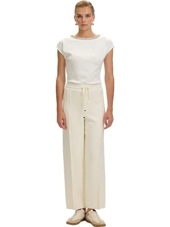 EXQUISE Drawstring Knitted Trousers - Ecru