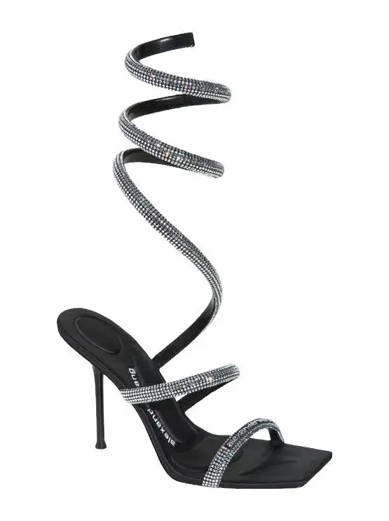 Alexander Wang Julie Hotfix Coil Sandal - Black/silver