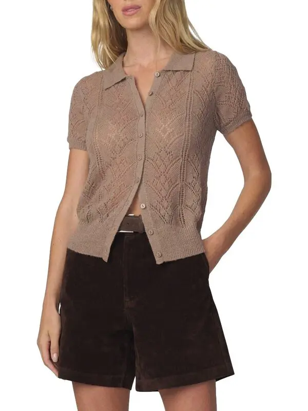 Joe's Jeans Short Sleeve Open Stitch Cardigan - Mink