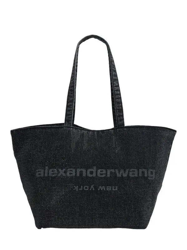 Alexander Wang Punch Hotfix Denim Tote - Grey Aged