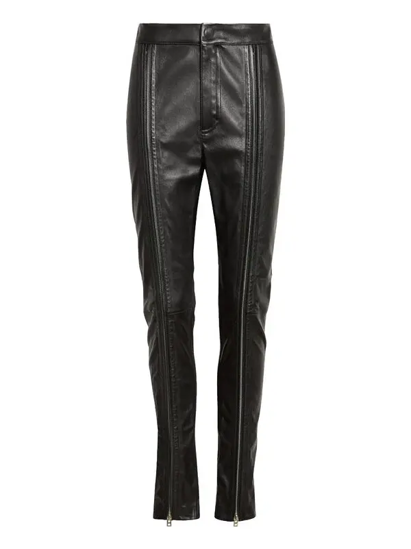 TOM FORD Zip Front Lambskin Leather Skinny Pants - Black