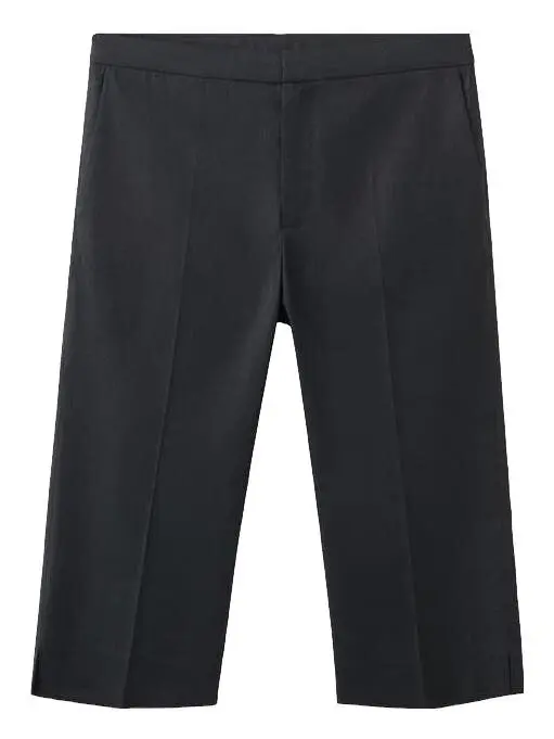 Mango Linen Blend Capri Pants - Black