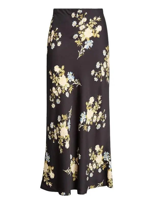 Veronica Beard Clover Floral Silk Blend Maxi Skirt - Black Multi