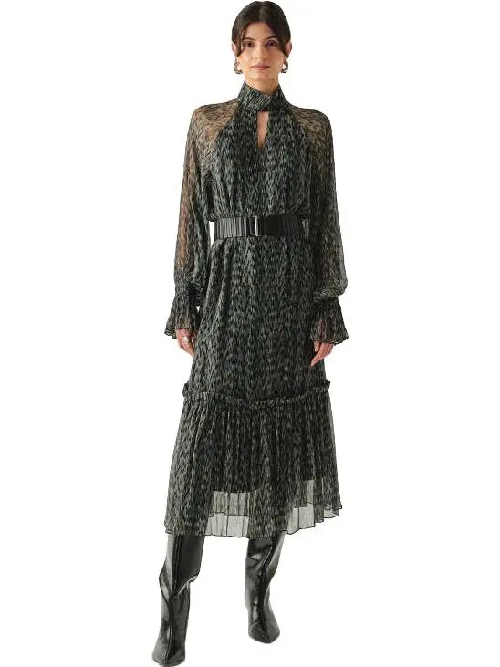EXQUISE Zora Chiffon Midi Dress - Black