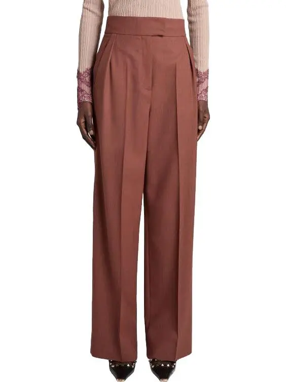 Valentino Garavani Functional Suiting Wool Trousers - Sand