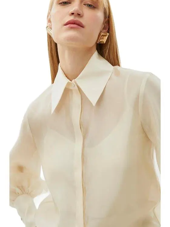 EXQUISE Madelyn Balloon Sleeve Shirt - Ecru