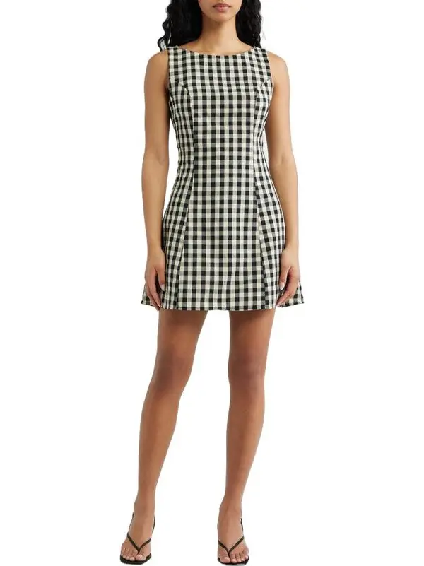 PETAL & PUP Circe Gingham Minidress - Black Gingham
