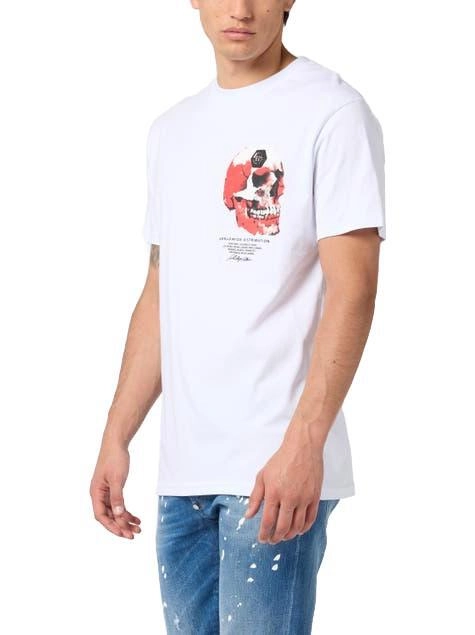 Philipp Plein Roundneck T-shirt Puffy Red Skull Skull - White