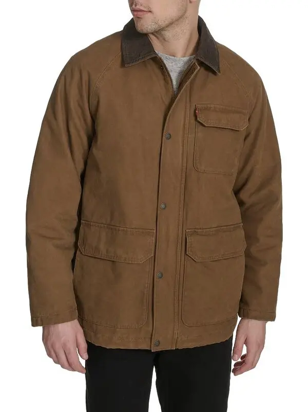LEVI'S Cotton Canvas Field Jacket With Corduroy Collar - Brown