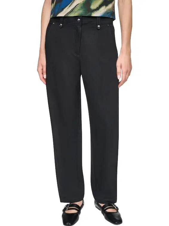 Dkny Barrel Leg Sanded Twill Pants - Black